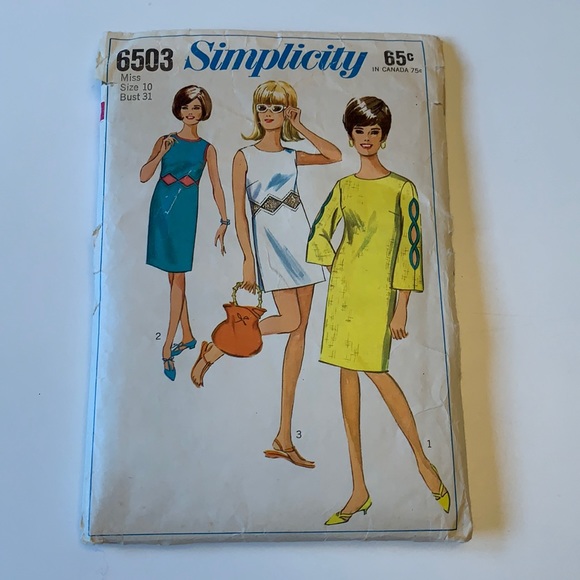 Simplicity | Office | Vintage Simplicity Pattern 653 Onepiece Dress In ...